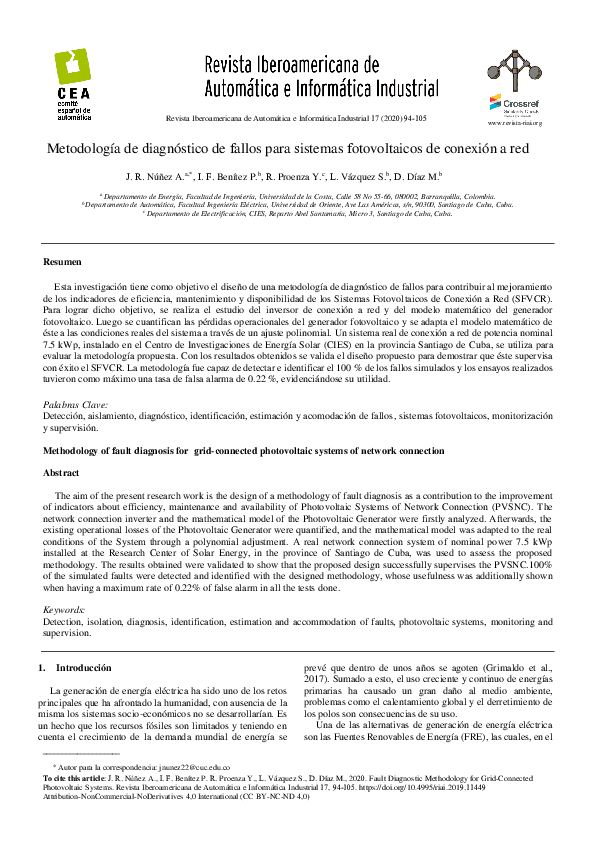 (PDF) Metodología de diagnóstico de fallos para sistemas fotovoltaicos ...