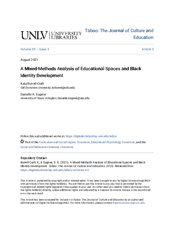 (PDF) A Mixed-Methods Analysis of Educational Spaces and Black Identity ...