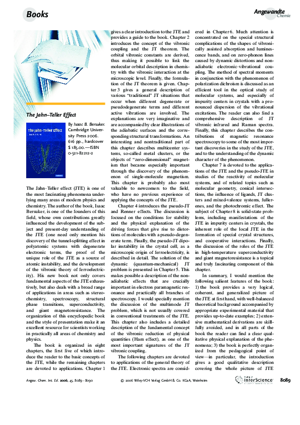 (PDF) The Jahn–Teller Effect. By Isaac B. Bersuker