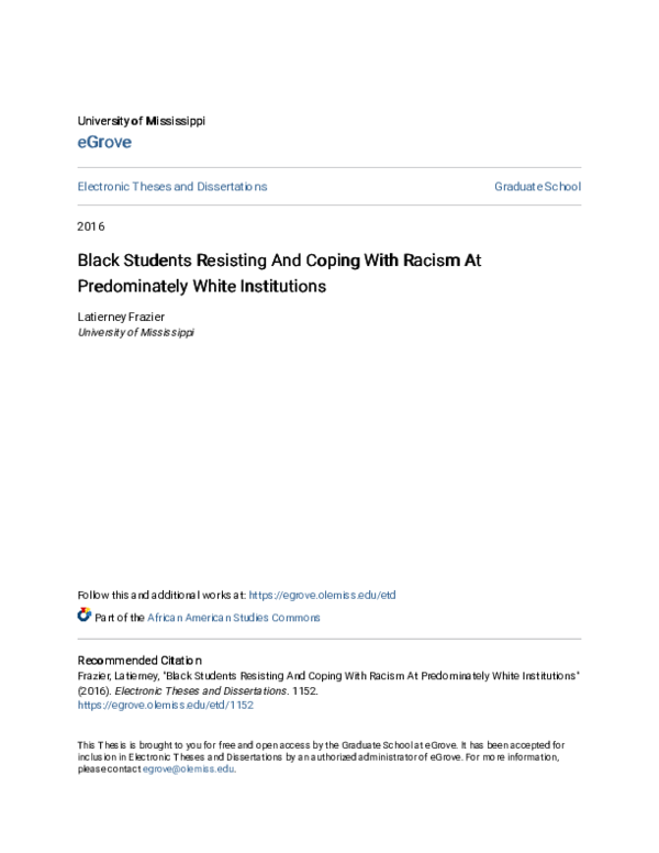 (PDF) Black Students Resisting And Coping With Racism At Predominately ...