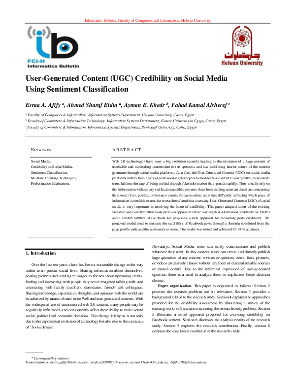 (PDF) User-Generated Content (UGC) Credibility on Social Media Using Sentiment Classification ...