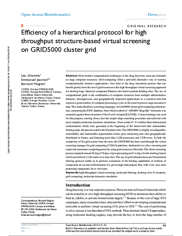 (PDF) Efficiency of a hierarchical protocol for high throughput structure-based virtual ...