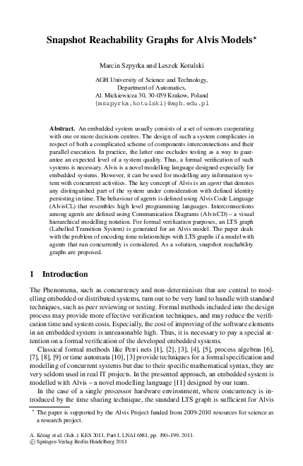 (PDF) Snapshot Reachability Graphs for Alvis Models