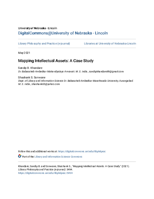 (PDF) Mapping Intellectual Assets a Case Study | Shashank Sonwane ...