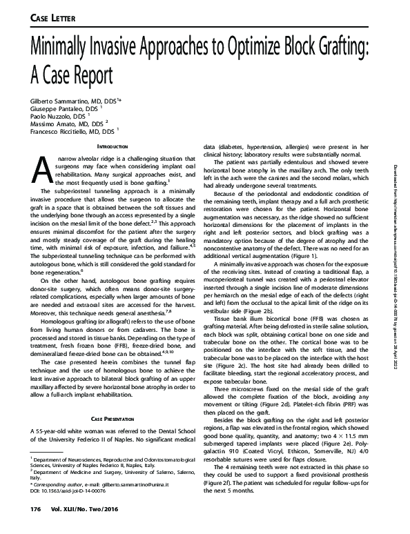 (PDF) Minimally invasive approaches to optimize block grafting: a case report