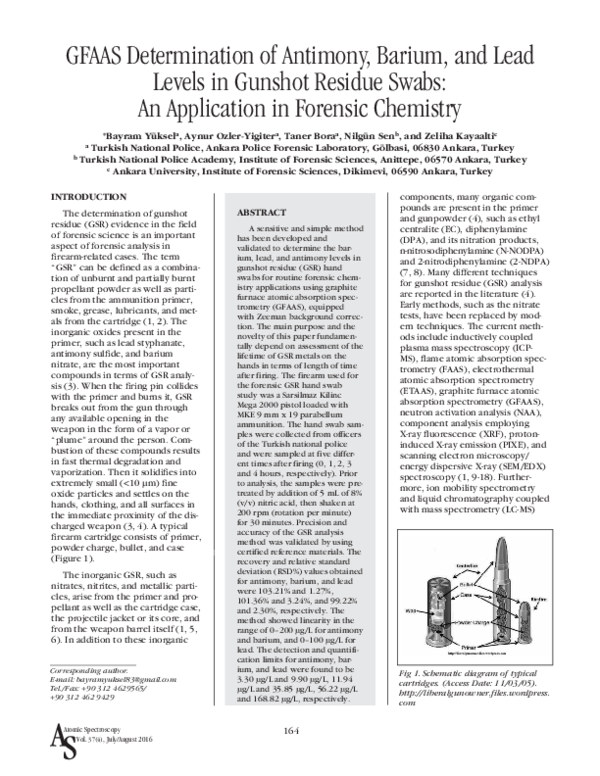 (PDF) GFAAS Determination of Antimony, Barium, and Lead Levels in ...