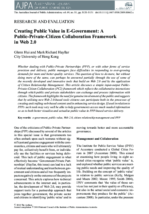 (PDF) Creating Public Value in E-Government: A Public-Private-Citizen ...