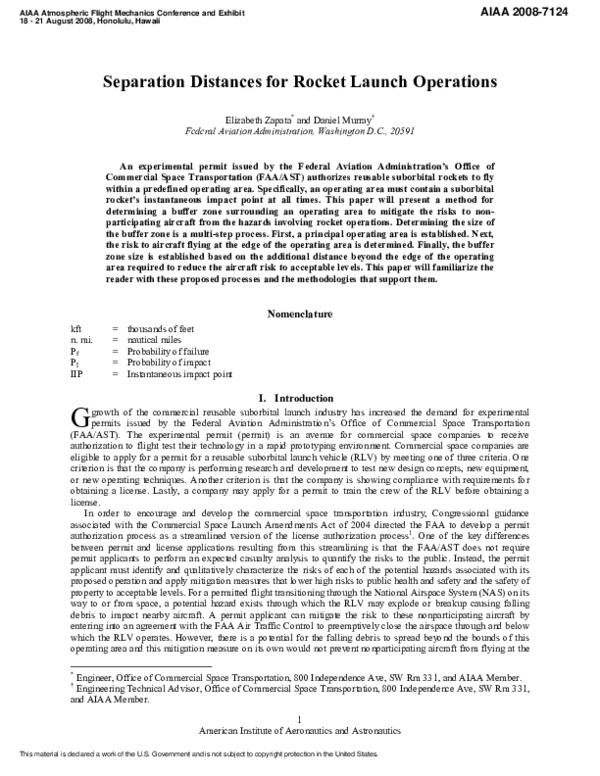 (PDF) Separation Distances for Rocket Launch Operations