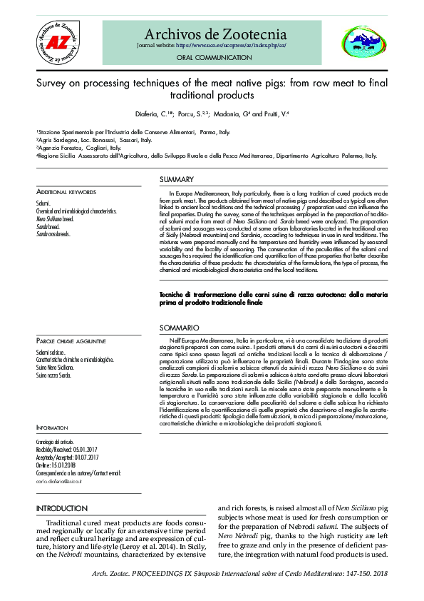 (PDF) Survey on processing techniques of the meat native pigs: from raw ...