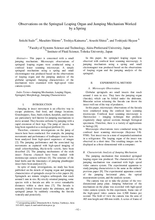 (PDF) Observations on the Springtail Leaping Organ and Jumping ...