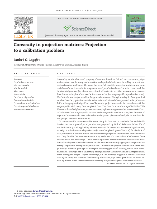 (PDF) Convexity in projection matrices: Projection to a calibration problem