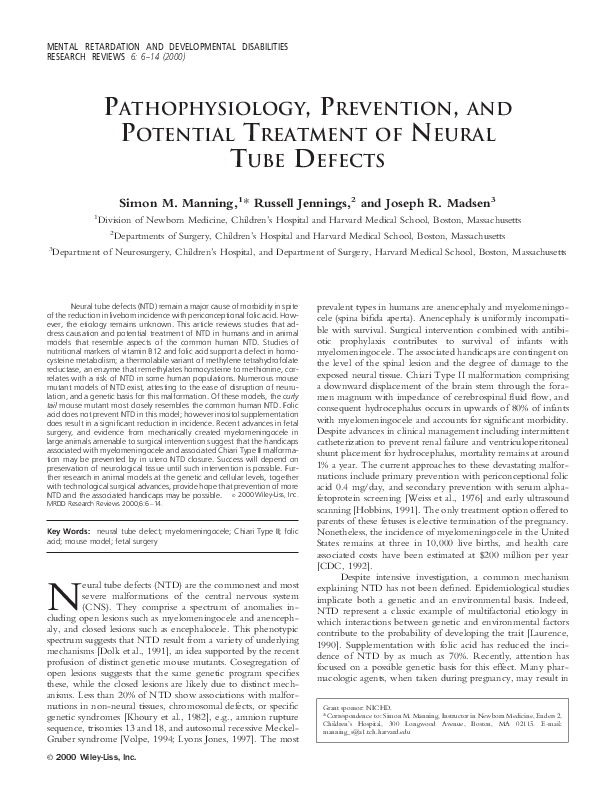 (PDF) Pathophysiology, prevention, and potential treatment of neural ...
