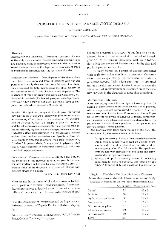 (PDF) Corneocytes in Scaly Parakeratotic Diseases