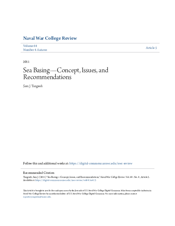 (PDF) Sea Basing—Concept, Issues, and Recommendations