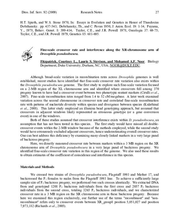 (PDF) Fine-scale crossover rate and interference along the XR ...