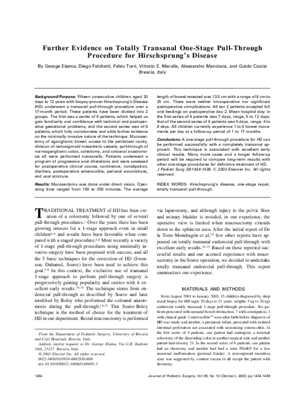 (PDF) Further evidence on totally transanal one-stage pull-through ...