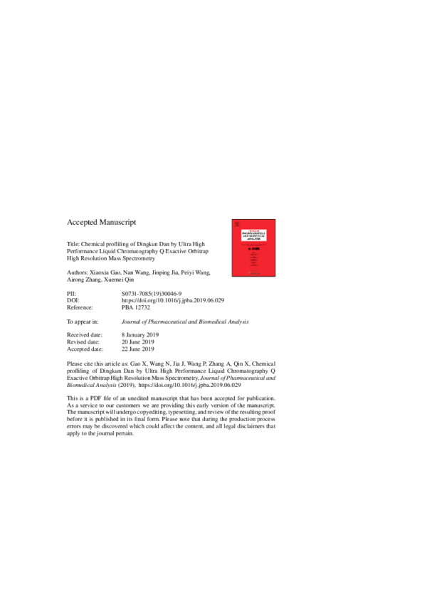 (PDF) Chemical profliling of Dingkun Dan by ultra High performance liquid chromatography Q ...