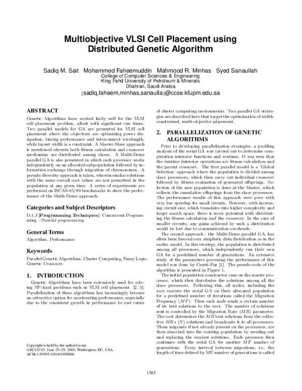(PDF) Multiobjective VLSI cell placement using distributed genetic ...