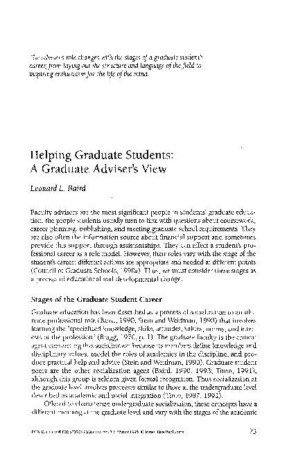 (PDF) Helping graduate students: A graduate adviser's view