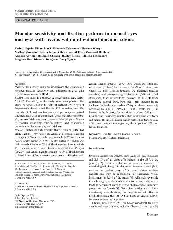 (PDF) Macular sensitivity and fixation patterns in normal eyes and eyes ...