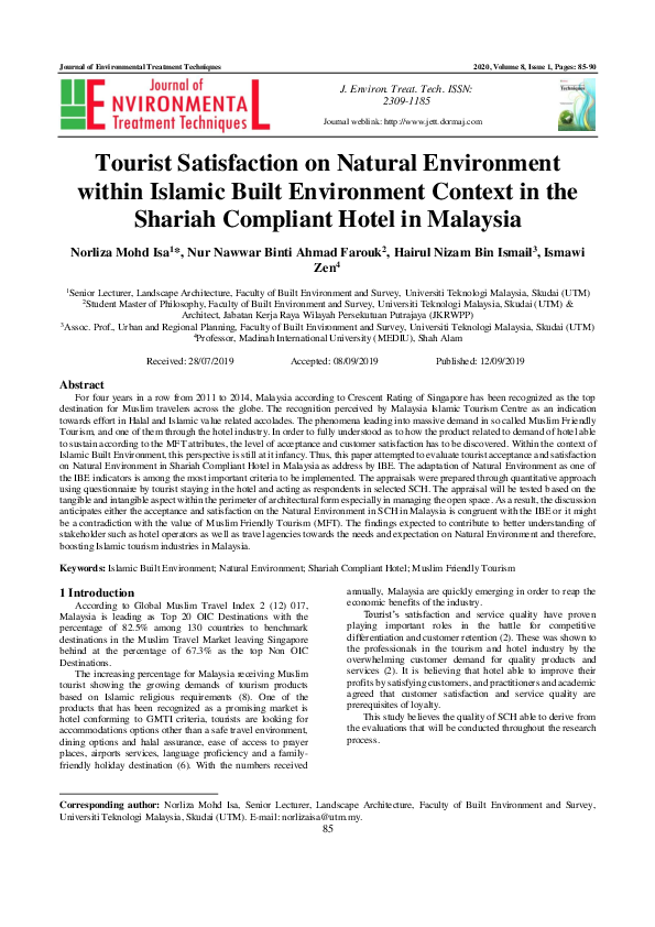 (PDF) Tourist satisfaction on natural environment within Islamic built ...
