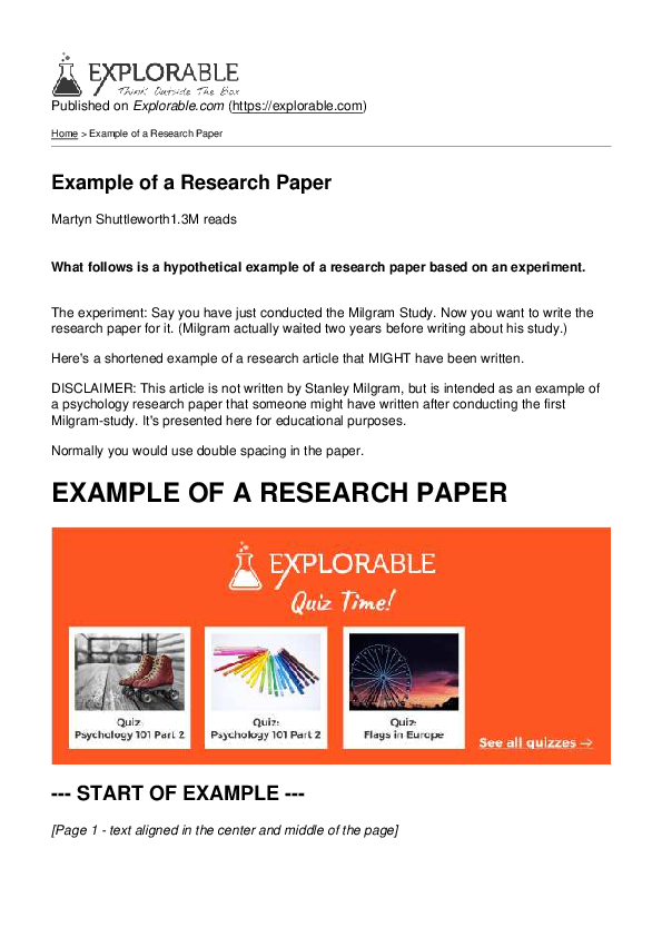 (PDF) Example of a Research Paper