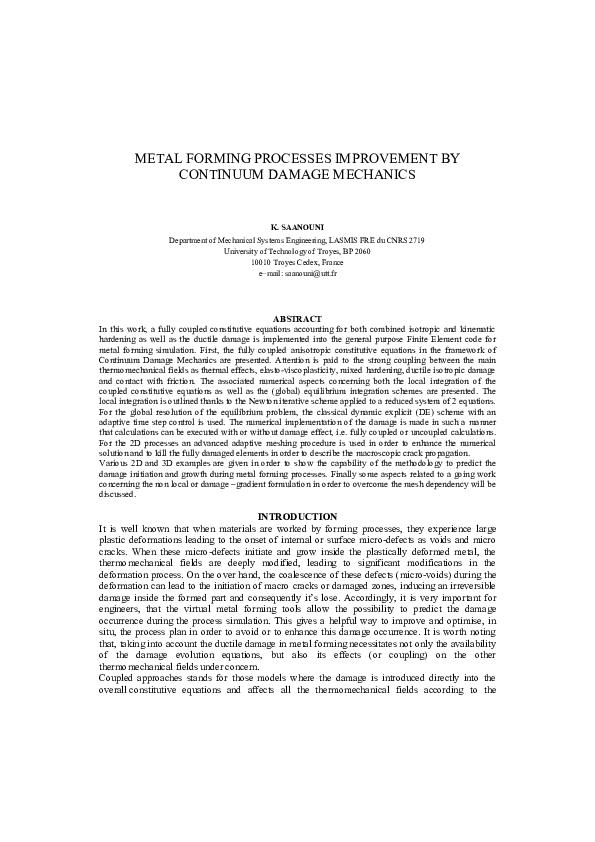 (PDF) 5563 - Metal Forming Processes Improvement by Continuum Damage Mechanics