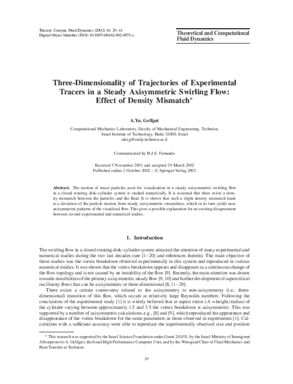 (PDF) Three-Dimensionality of Trajectories of Experimental Tracers in a ...