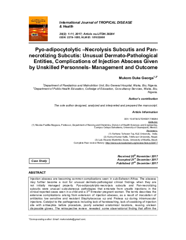 (PDF) Complications of Unsafe Injection Abscesses