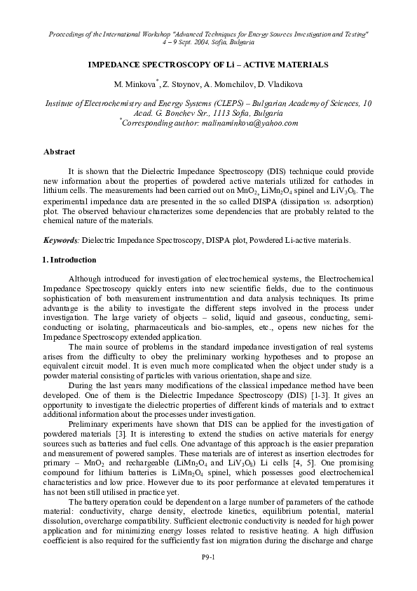(PDF) IMPEDANCE SPECTROSCOPY OF Li–ACTIVE MATERIALS