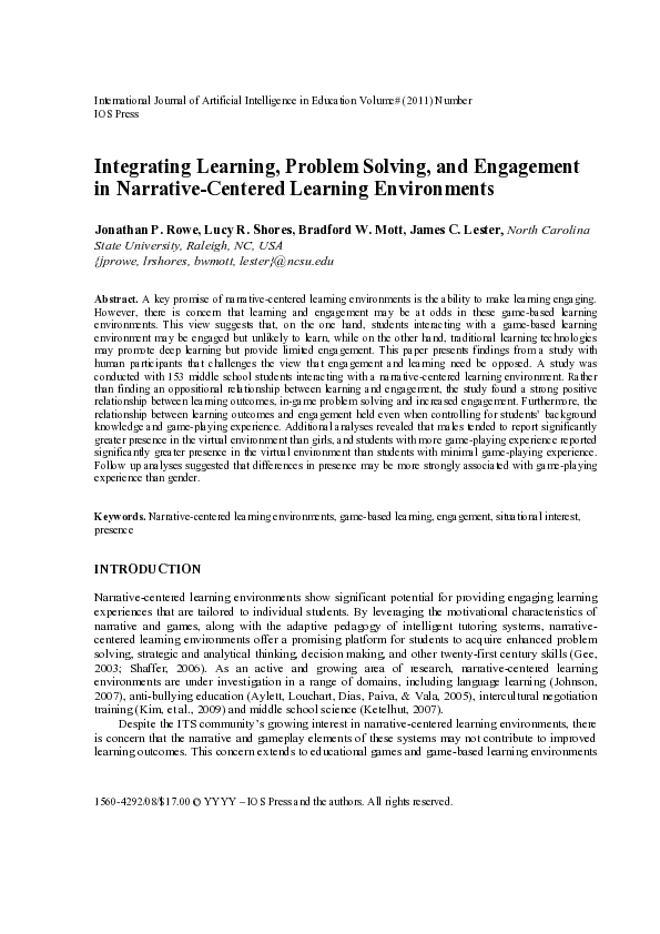 (PDF) Integrating Learning, Problem Solving, and Engagement in ...