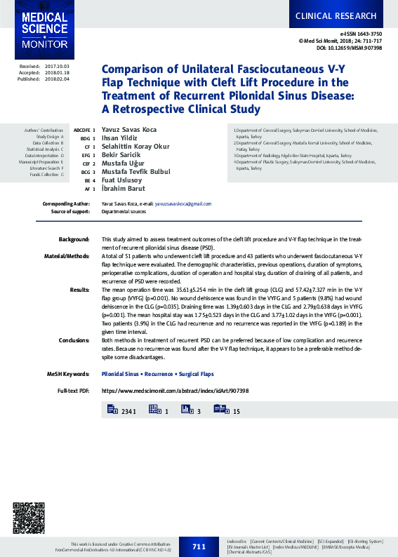 (PDF) Comparison of Unilateral Fasciocutaneous V-Y Flap Technique with ...