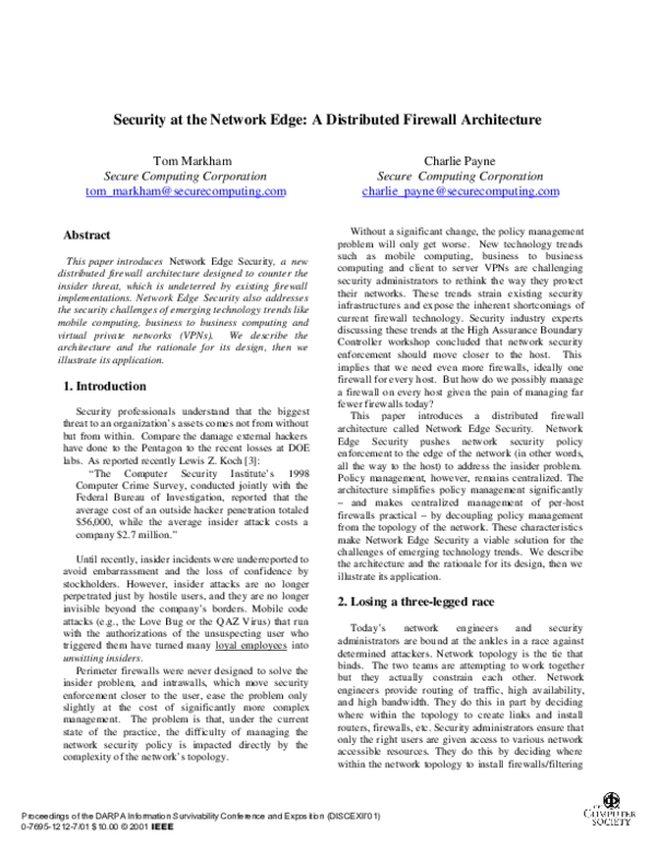 (PDF) Security at the network edge: a distributed firewall architecture