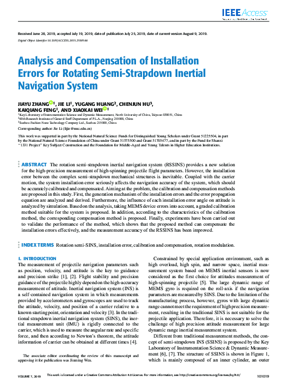 (PDF) Analysis and Compensation of Installation Errors for Circular Grating Angle Sensors