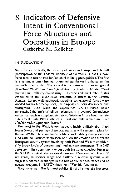 (PDF) Indicators of Defensive Intent in Conventional Force Structures ...