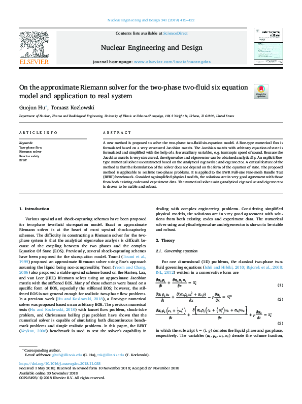(PDF) On the approximate Riemann solver for the two-phase two-fluid six ...