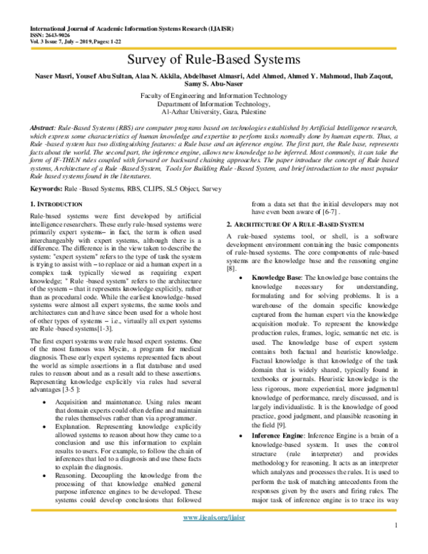 (PDF) Survey of Rule-Based Systems