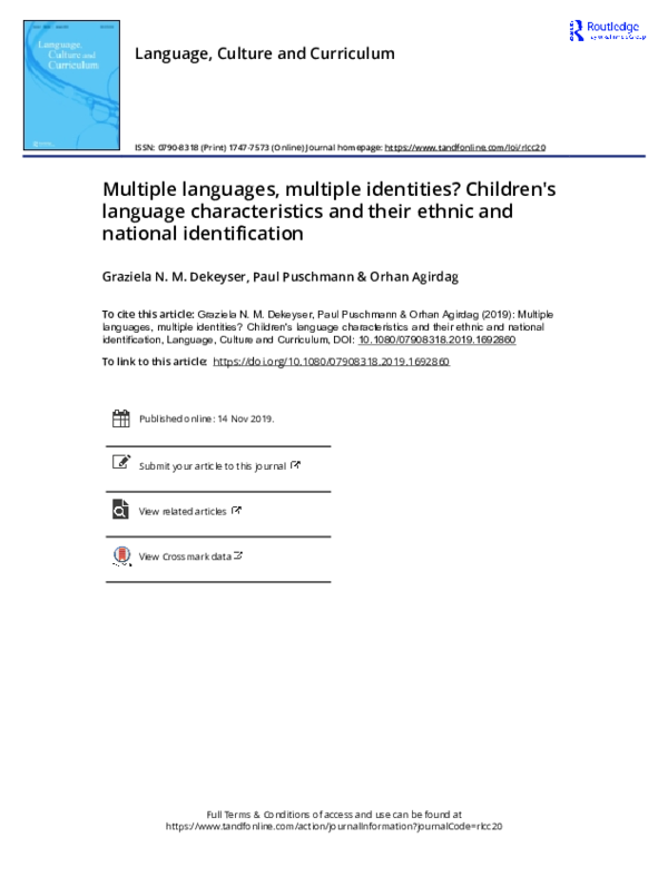 (PDF) Multiple languages, multiple identities? Children's language ...