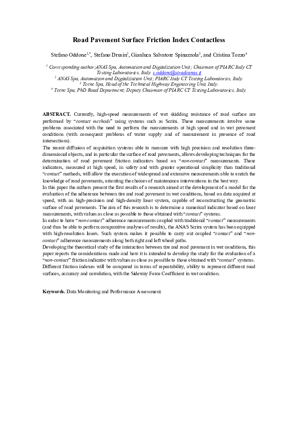 (PDF) Road Pavement Surface Friction Index Contactless