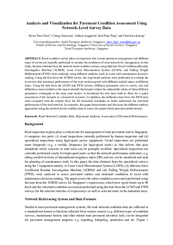 (PDF) Analysis and Visualization for Pavement Condition Assessment ...