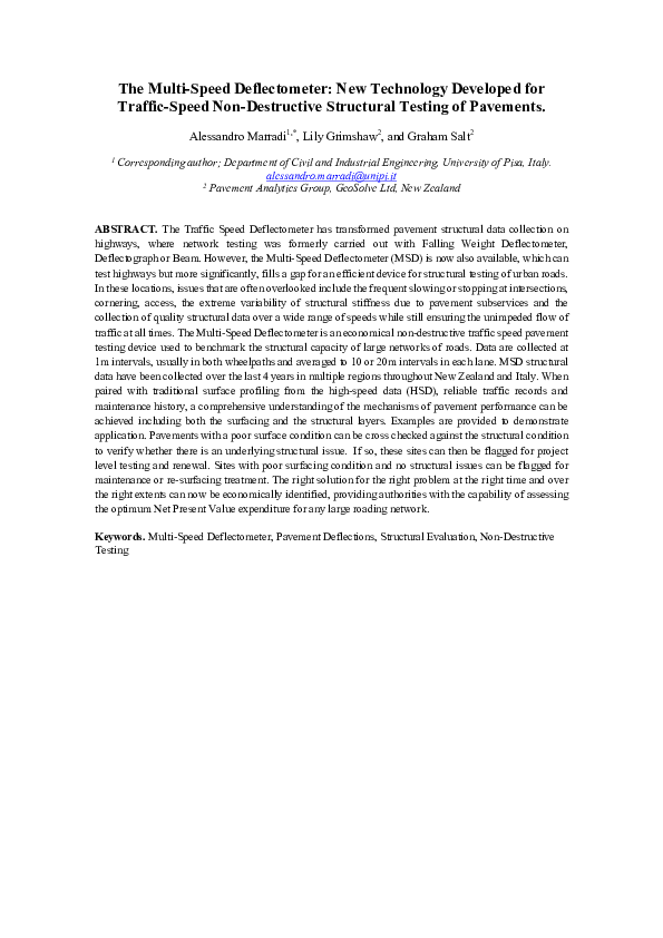 (PDF) The Multi-Speed Deflectometer: New Technology Developed for ...