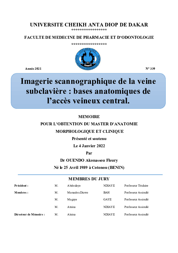 (DOC) Imagerie scanographique de la veine subclavière : bases ...