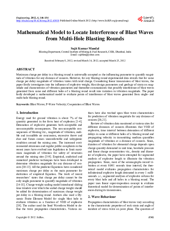 (PDF) Mathematical Model to Locate Interference of Blast Waves from ...