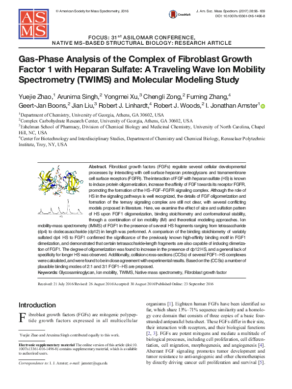 (PDF) Gas-Phase Analysis of the Complex of Fibroblast GrowthFactor 1 ...