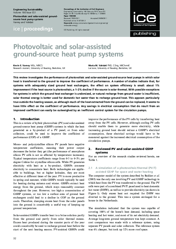 (PDF) Photovoltaic and solar-assisted ground-source heat pump systems