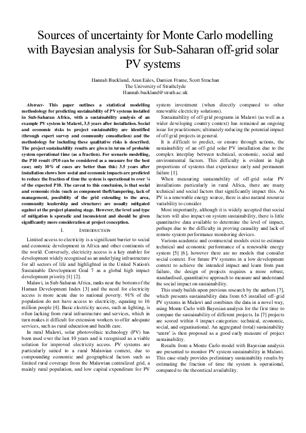 (PDF) Sources of Uncertainty for Monte Carlo Modelling with Bayesian ...