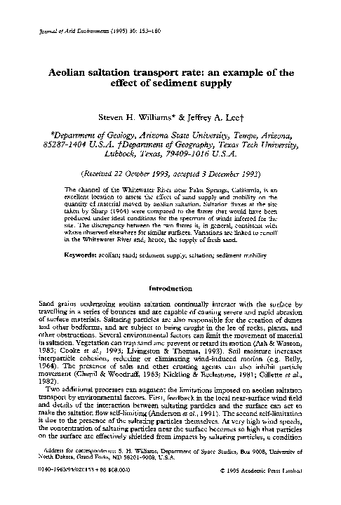 (PDF) Aeolian saltation transport rate: an example of the effect of ...