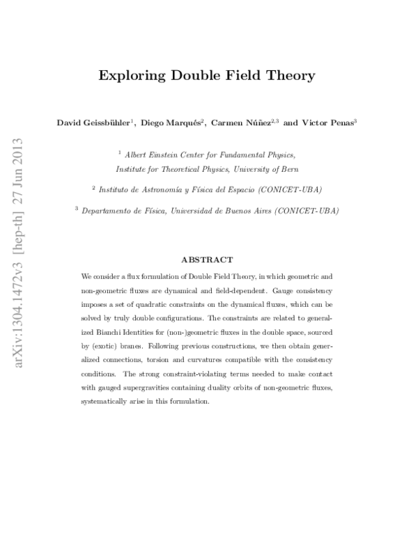 (PDF) Exploring double field theory