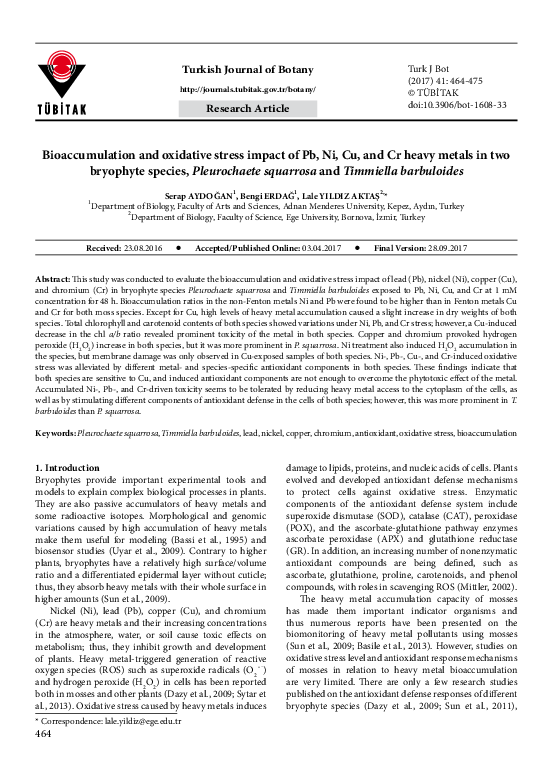 (PDF) Bioaccumulation and oxidative stress impact of Pb, Ni, Cu, and Cr ...