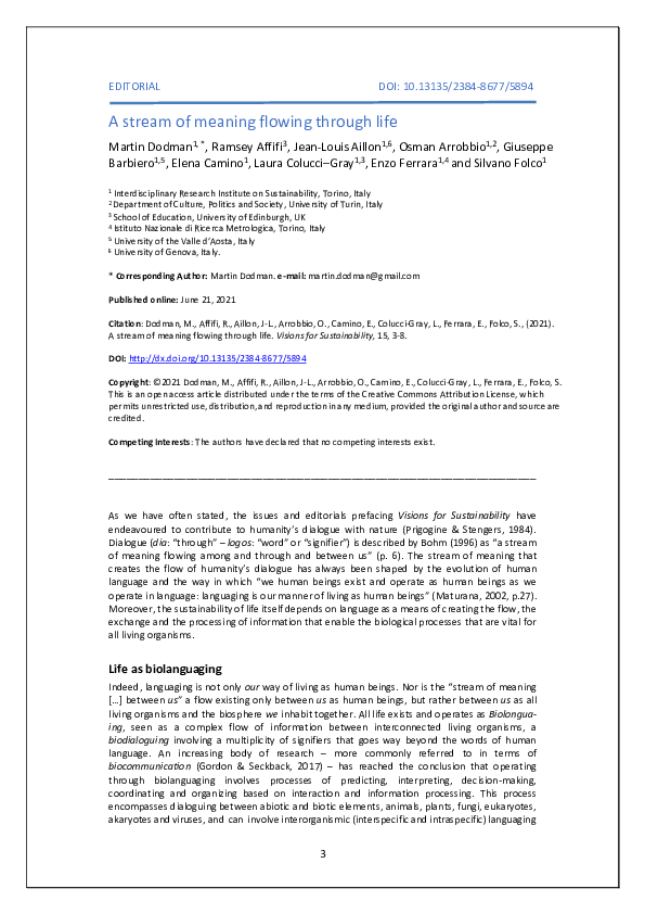 (PDF) A stream of meaning flowing through life